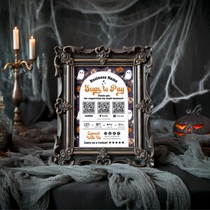 Editable Retro Halloween Scan to Pay QR Sign, DIY Printable Payment ...