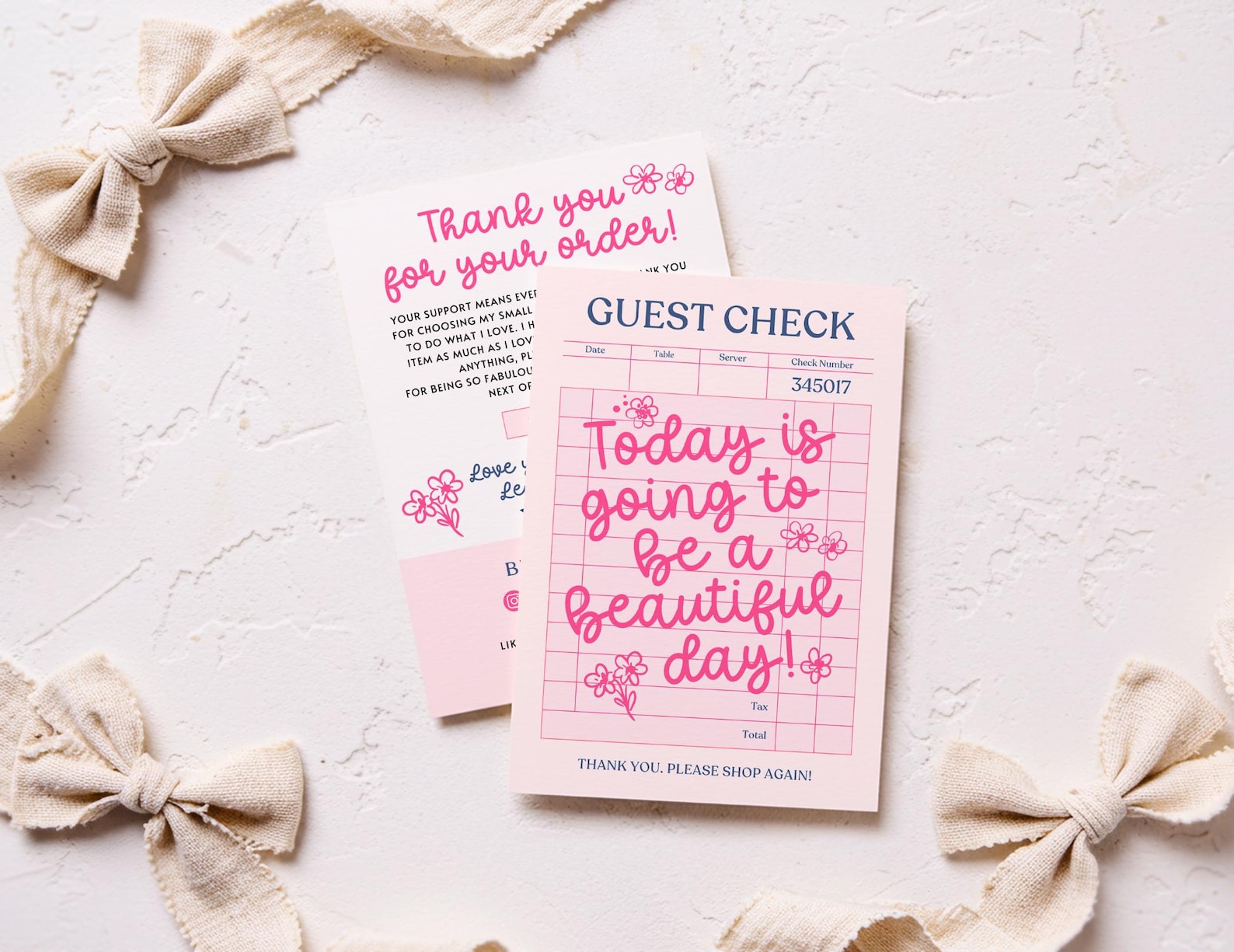 Trendy Thank You Card, Cute Floral Editable Customer Thank You Business ...