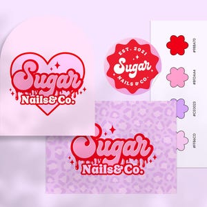 Hand Drawn Retro Drip Logo Design, Editable Nail Logo Canva Template ...