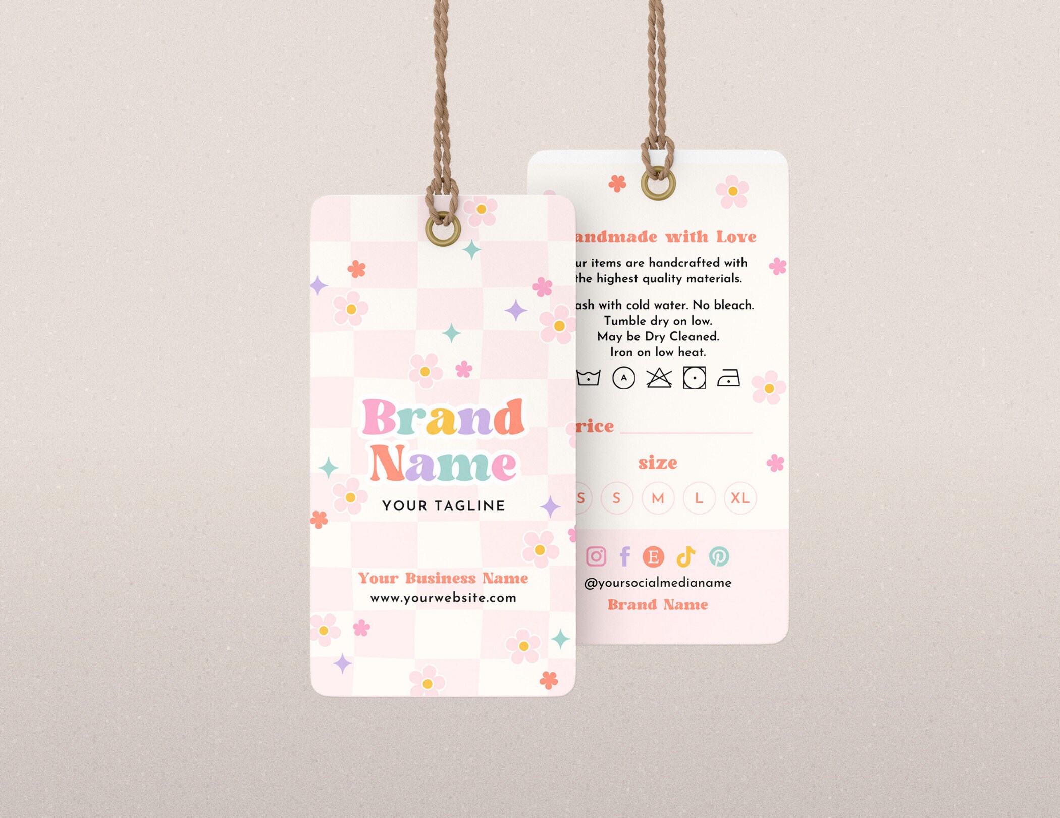 Retro Flower Editable Price Tag Canva Template, Check Printable Product ...
