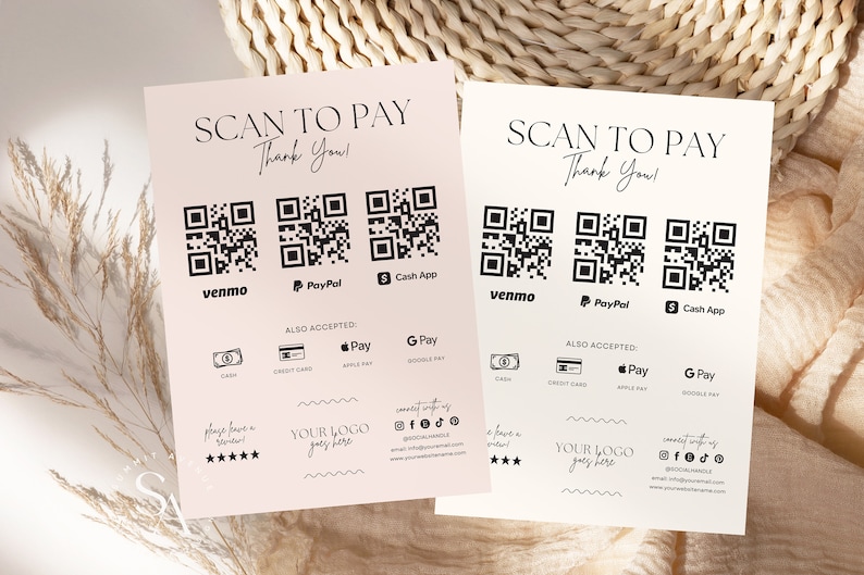 Editable Modern Scan to Pay QR Sign, DIY Printable Payment Sign ...