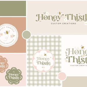 Cottagecore Logo Design, Editable Canva Logo Template, Boho Bee Logo ...