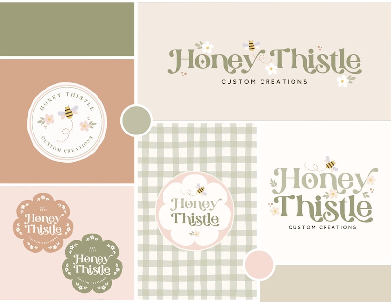 Cottagecore Logo Design, Editable Canva Logo Template, Boho Bee Logo ...