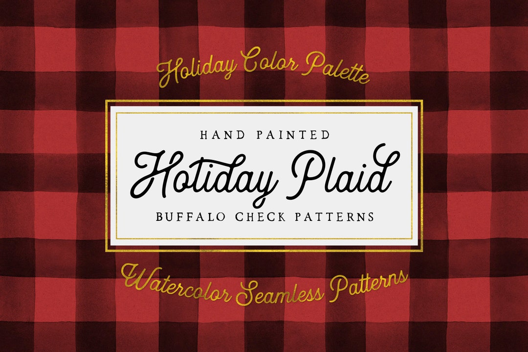 Holiday Hand Painted Buffalo Check Patterns, Watercolor Buffalo Check ...