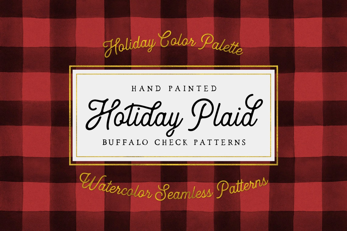 Holiday Hand Painted Buffalo Check Patterns Watercolor | Etsy