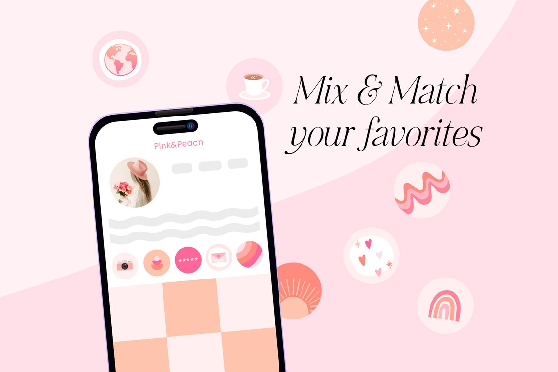 Pink & Peach Instagram Highlight Covers, Fun Bright Colorful Instagram ...