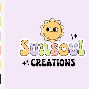 Retro Sun Logo Design Design, Editable Canva Logo Template, Rainbow ...