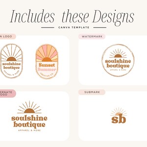 Hand Drawn Retro 70s Sun Logo Design Instant Download, Boho Sunshine ...