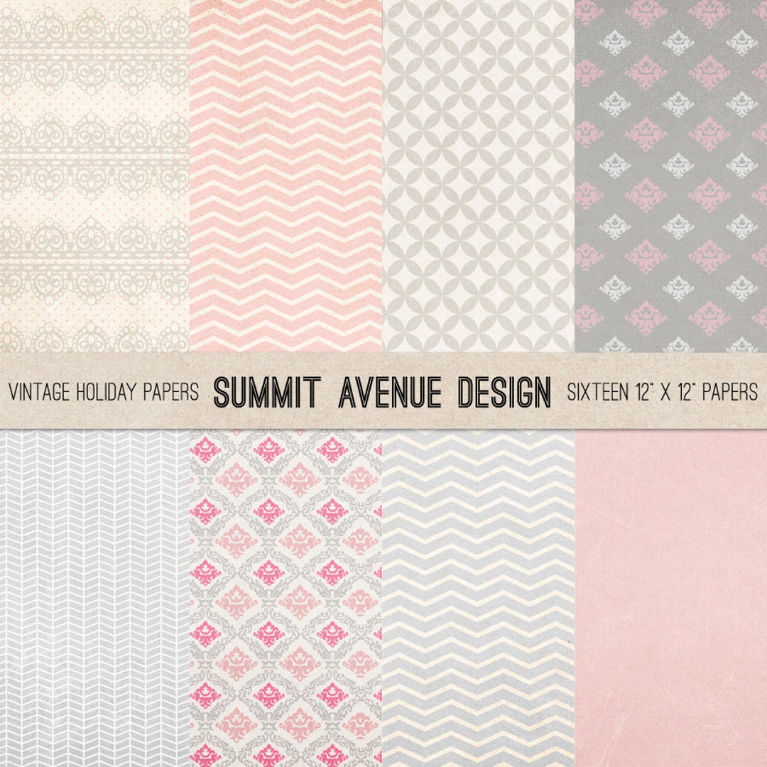 Pink & Gray Modern Digital Papers - Photographer or Small Personal Use ...
