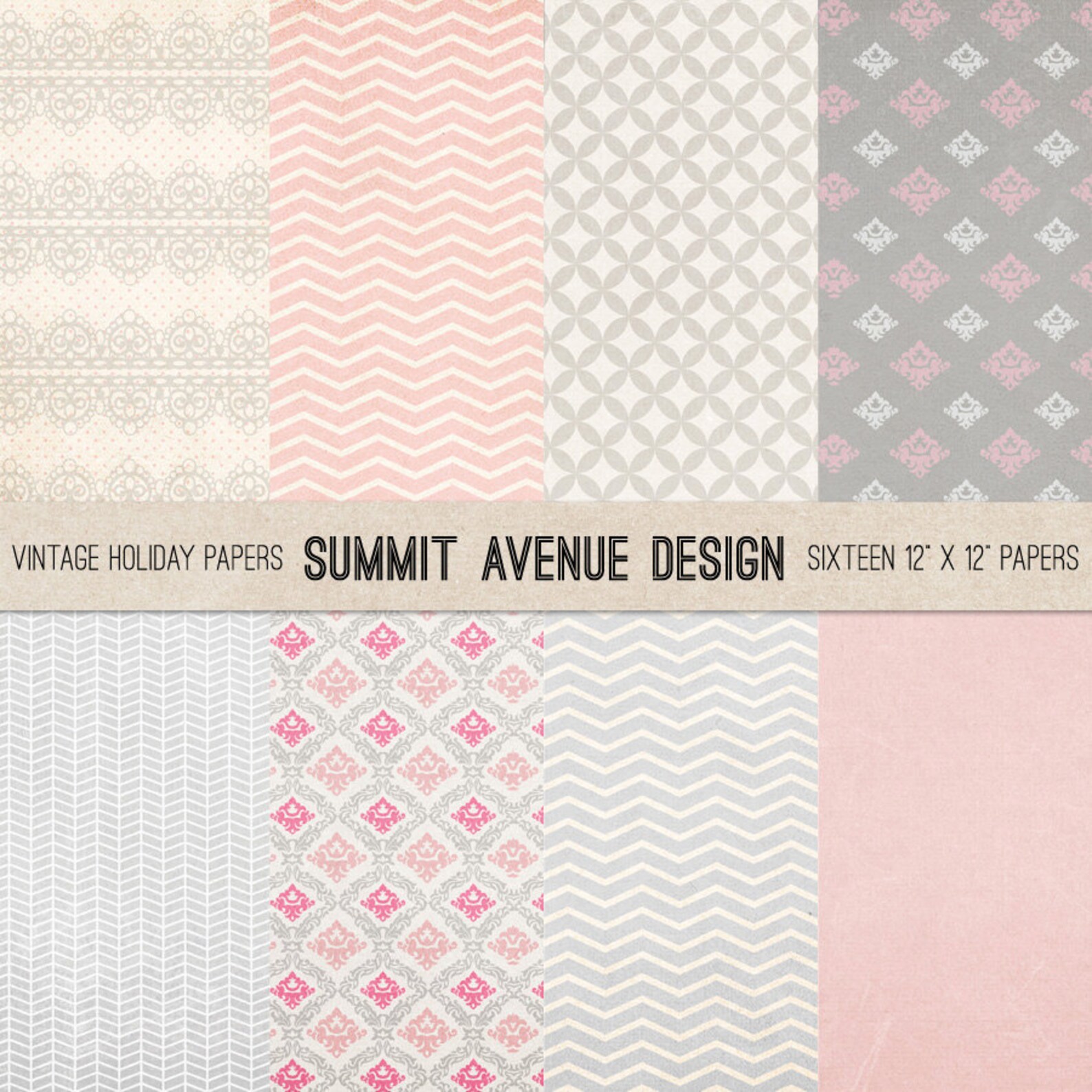 Pink & Gray Modern Digital Papers Photographer or Small - Etsy