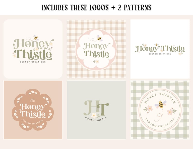 Cottagecore Logo Design, Editable Canva Logo Template, Boho Bee Logo ...