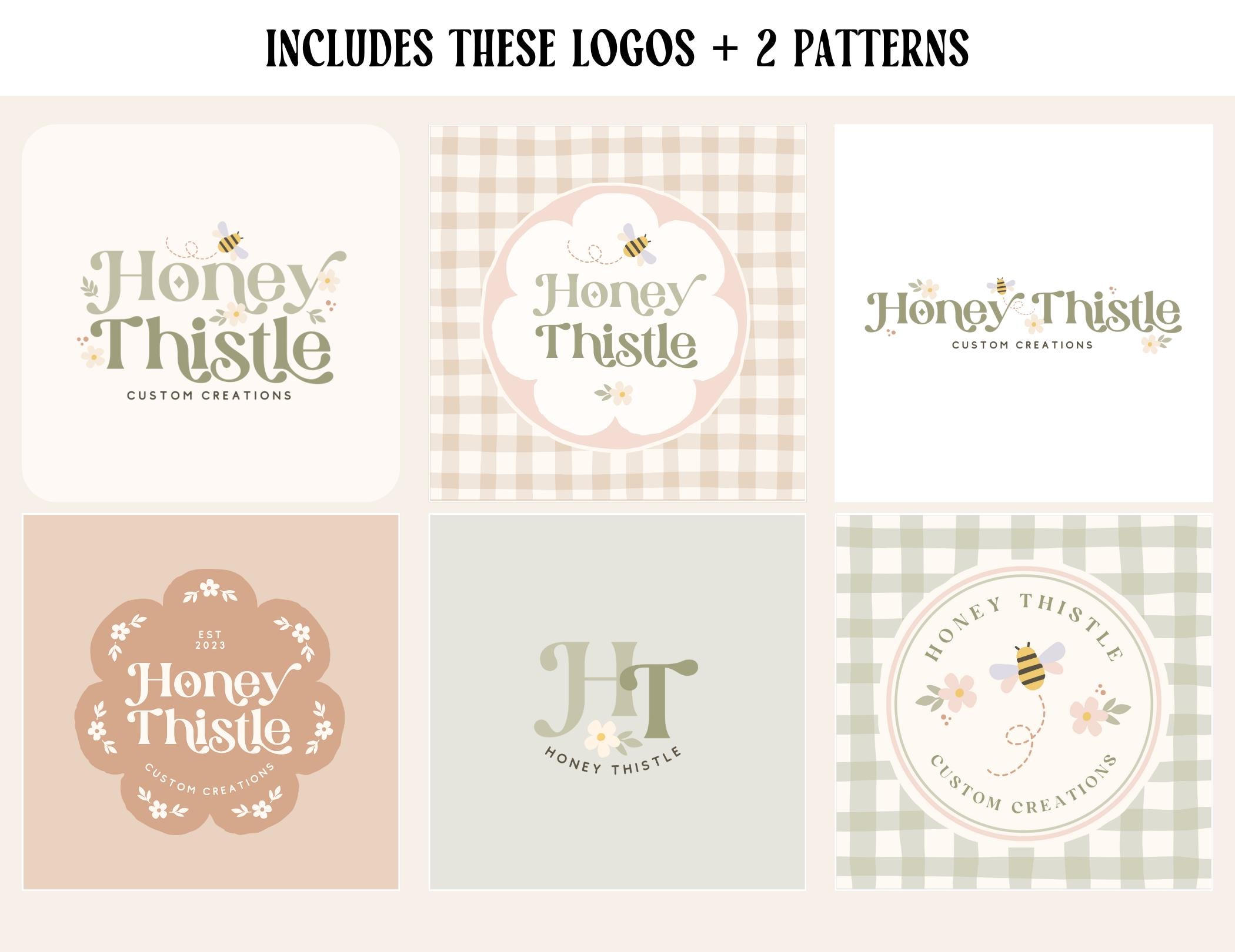 Cottagecore Logo Design, Editable Canva Logo Template, Boho Bee Logo ...