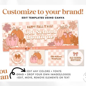 Editable Retro Fall Facebook Kit, Pink Pumpkin Facebook Page Banners ...