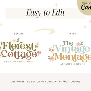 Cottagecore Logo Design Canva Template, DIY Editable Logo Template ...