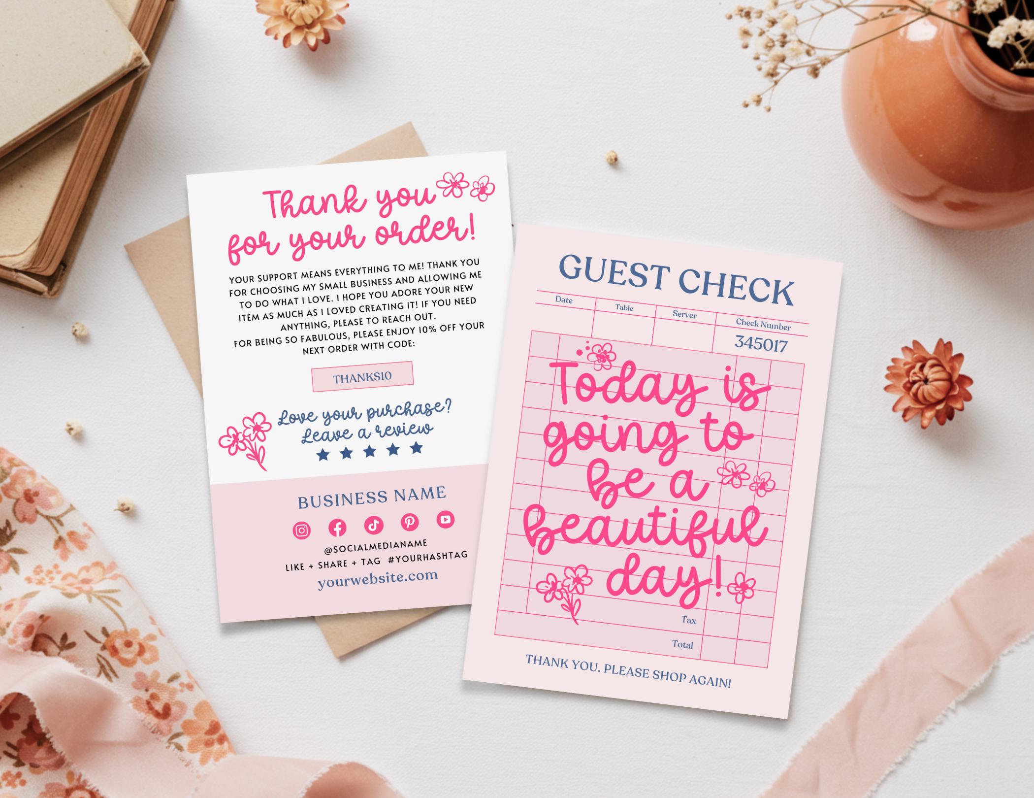 Trendy Thank You Card, Cute Floral Editable Customer Thank You Business ...