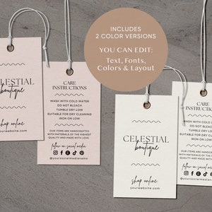 Modern Small Business Hang Tag - Care Instruction Hanging Tag ...