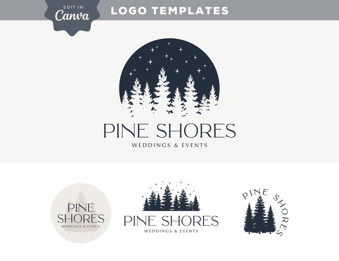 Modern Pine Logo Design Instant Download, Luxury Pine Tree Canva Logo ...