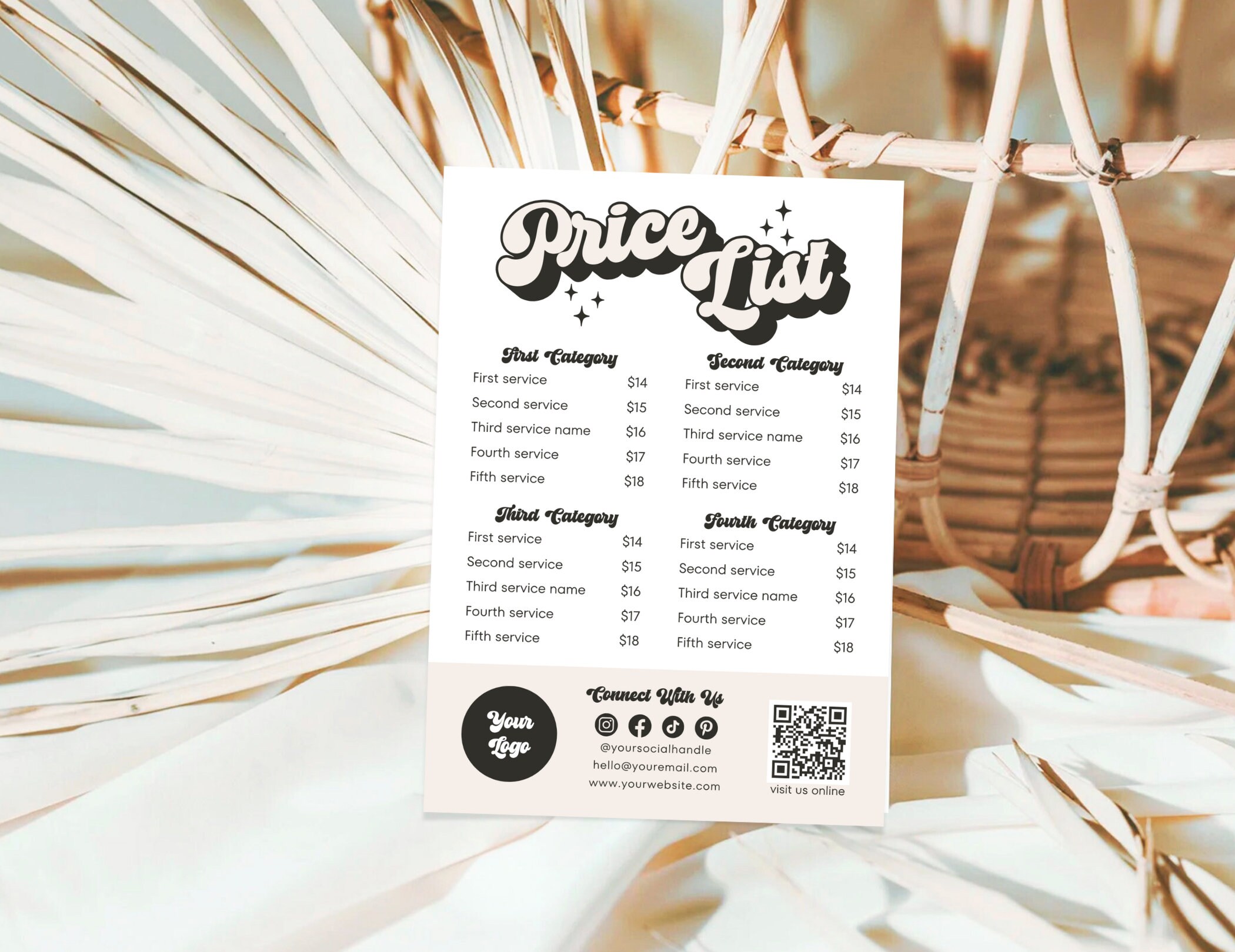 Retro DIY Printable Price List Canva Template, Editable Pricing Sheet ...