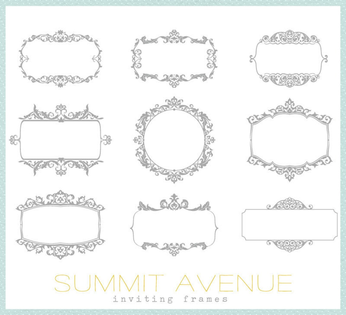 CLIP ART Set of 18 Designer Frames Personal & Commercial Use | Etsy