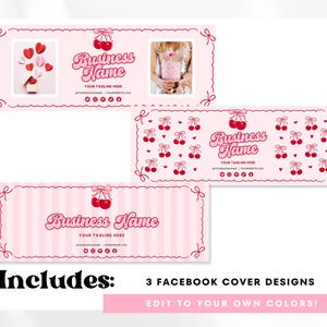 Editable Coquette Facebook Kit, Retro Cherries Facebook Page Banners ...