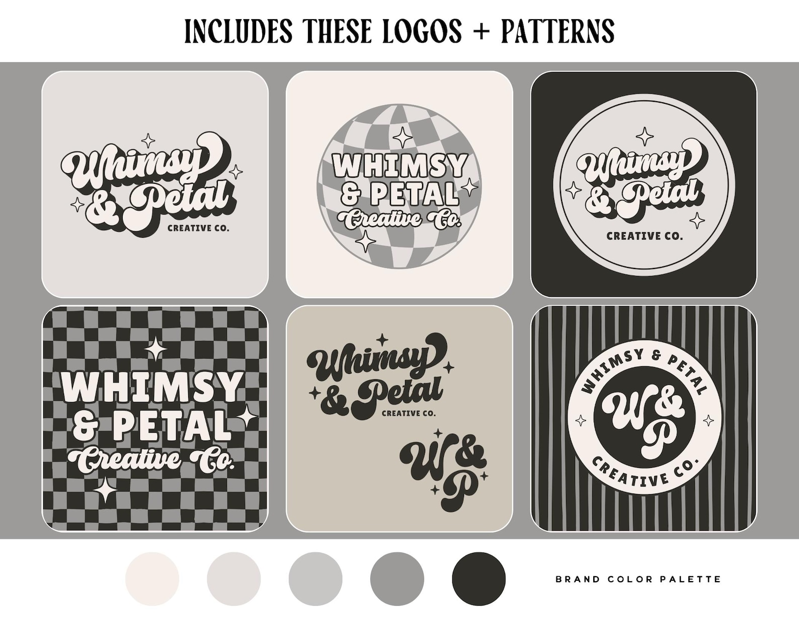 Retro Whimsy Logo Branding Kit, Editable Canva Logo Template, Vintage ...