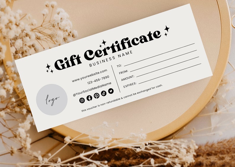 Editable Retro Gift Certificate Template Printable Modern - Etsy