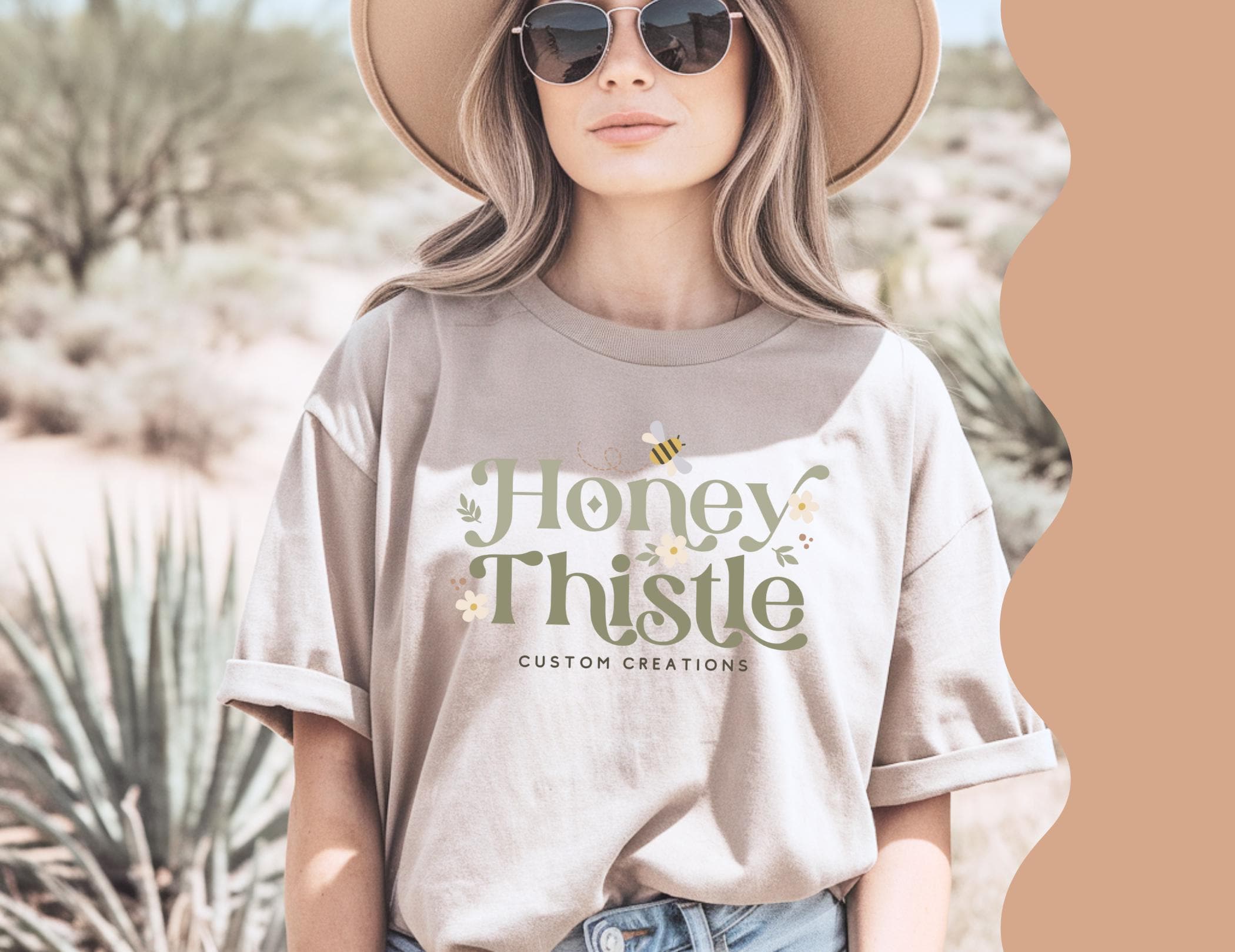 Cottagecore Logo Design, Editable Canva Logo Template, Boho Bee Logo ...