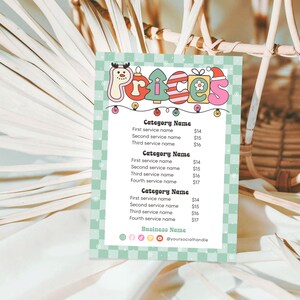 Retro Christmas DIY Printable Price List Canva Template, Editable ...
