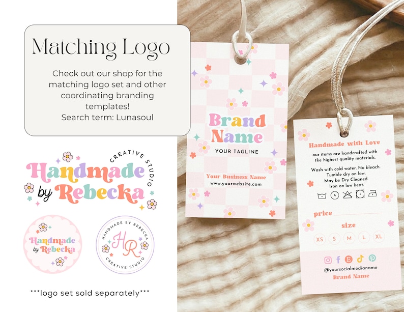 Retro Flower Editable Price Tag Canva Template, Check Printable Product ...