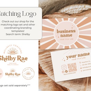 Editable Retro Sun Business Card Template QR Code, Colorful Instant ...