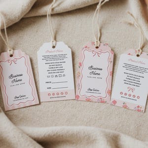 Editable Coquette Bow Hang Tag Canva Template, Printable Boutique ...