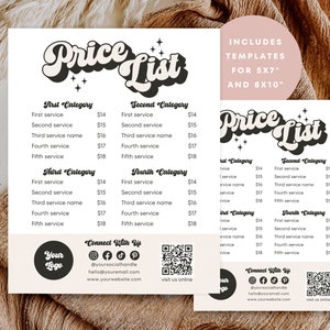 Retro DIY Printable Price List Canva Template, Editable Pricing Sheet ...