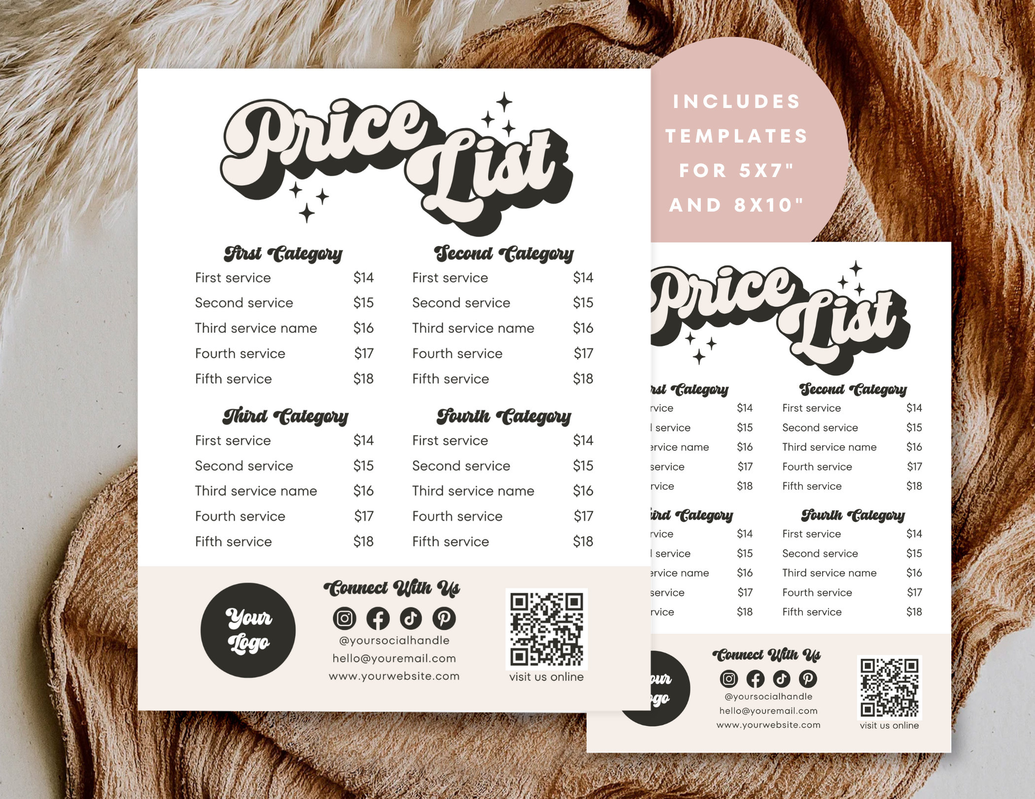 Retro DIY Printable Price List Canva Template, Editable Pricing Sheet ...