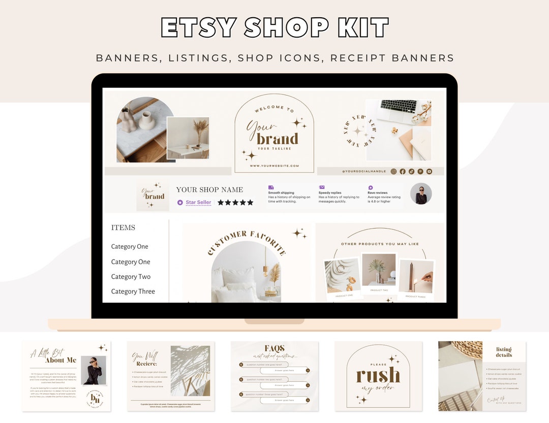 Etsy Shop Banner Template Canva, Luxury Etsy Shop Kit, Canva Templates ...
