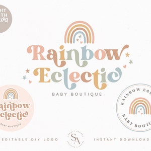 Editable Colorful Rainbow Logo Design Instant Download, Premade DIY ...