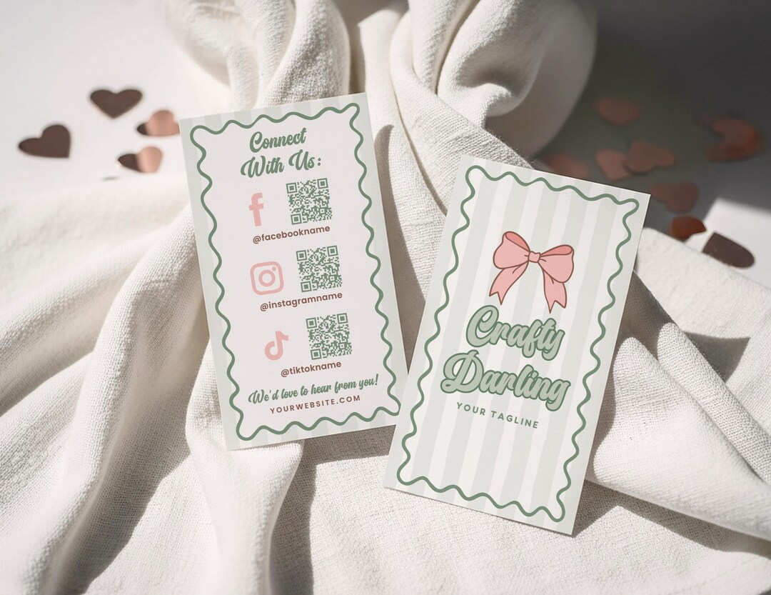Coquette Connect Card Canva, Elegant Small Business Order Insert Social ...