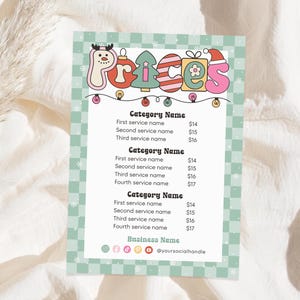 Retro Christmas DIY Printable Price List Canva Template, Editable ...