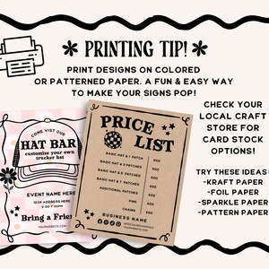 Trucker Hat Bar Sign Bundle + Hat Care Cards, Pop-up Event Signage ...