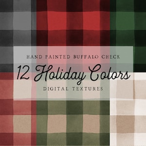 Holiday Hand Painted Buffalo Check Patterns, Watercolor Buffalo Check ...