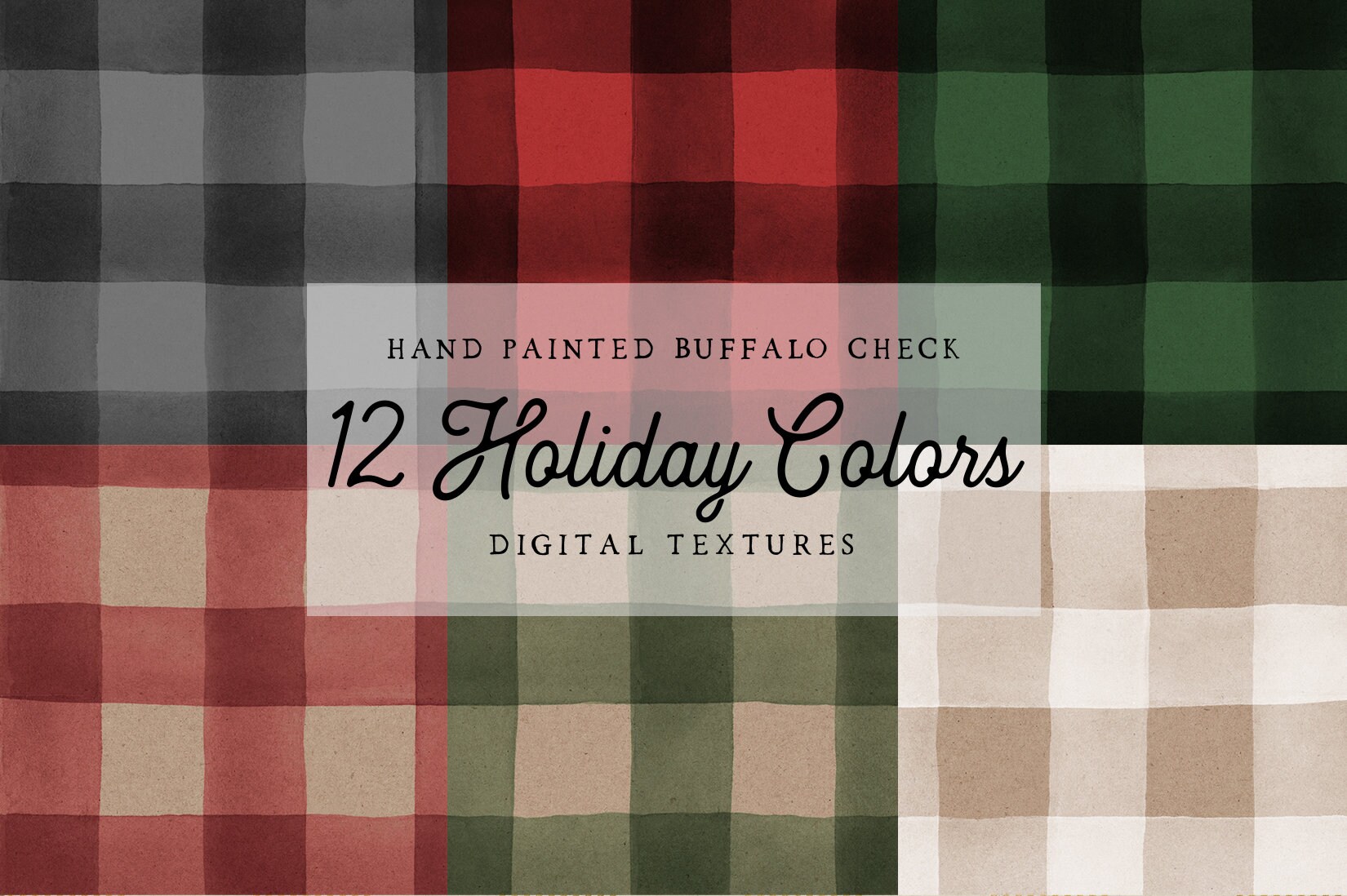 Holiday Hand Painted Buffalo Check Patterns Watercolor | Etsy