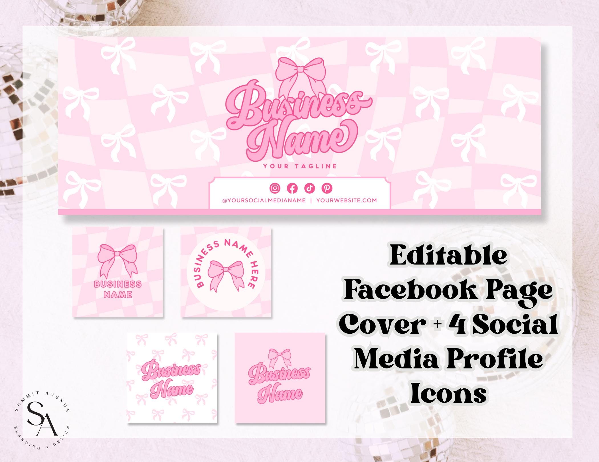 Editable Coquette Facebook Kit, Preppy Facebook Page Banners, DIY Cute ...