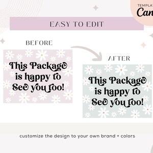 Retro Flowers Thank You Card Canva Template, Boho Daisy Small Business ...