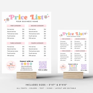 Floral Retro DIY Printable Price List Canva Template, Editable Pricing ...