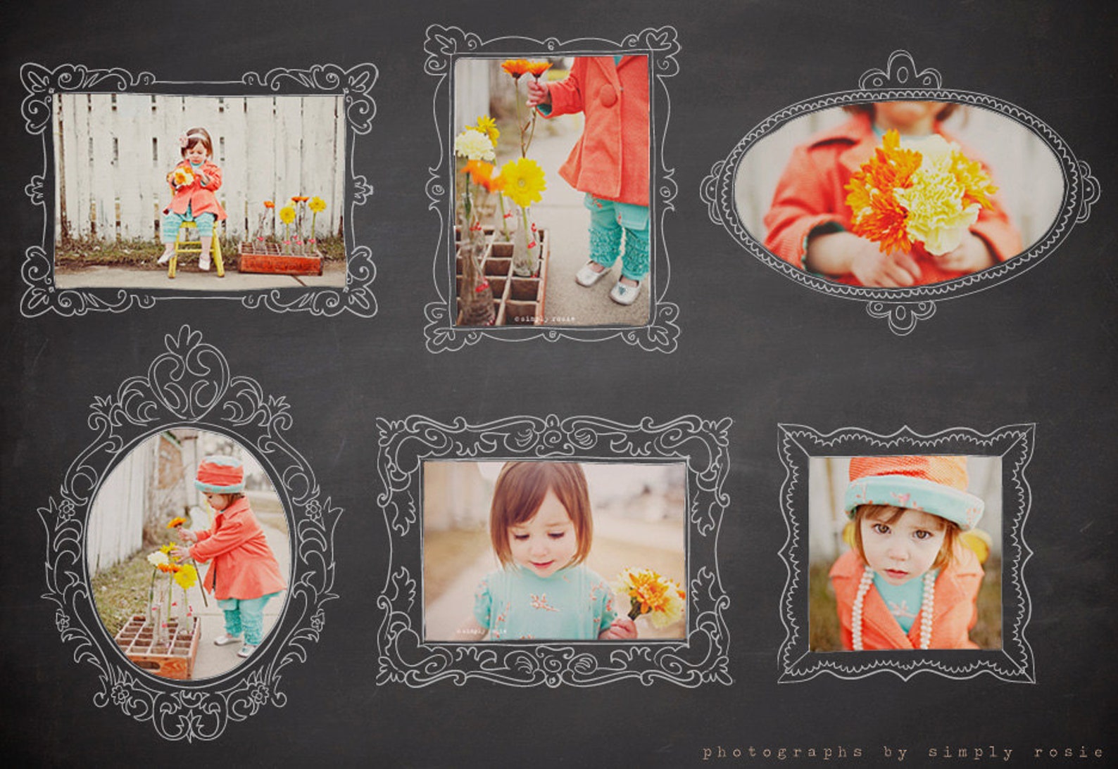 Chalk Fancy Doodle Frames Clip Art Vector & PSD Files | Etsy