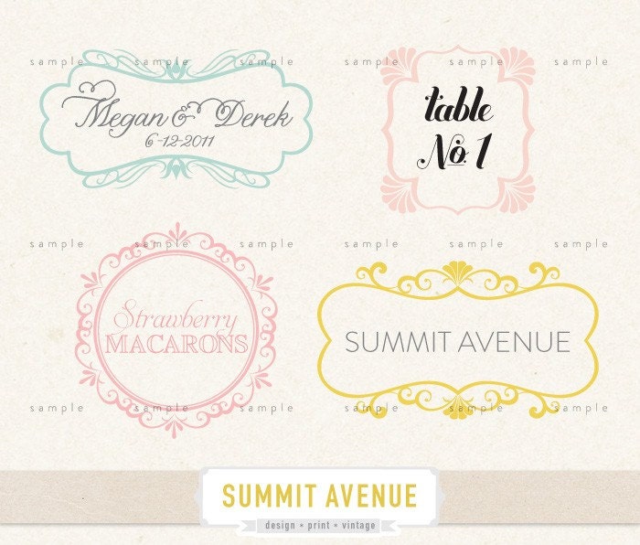 INSTANT DOWNLOAD Clip Art Digital Frames & Labels With Classic - Etsy