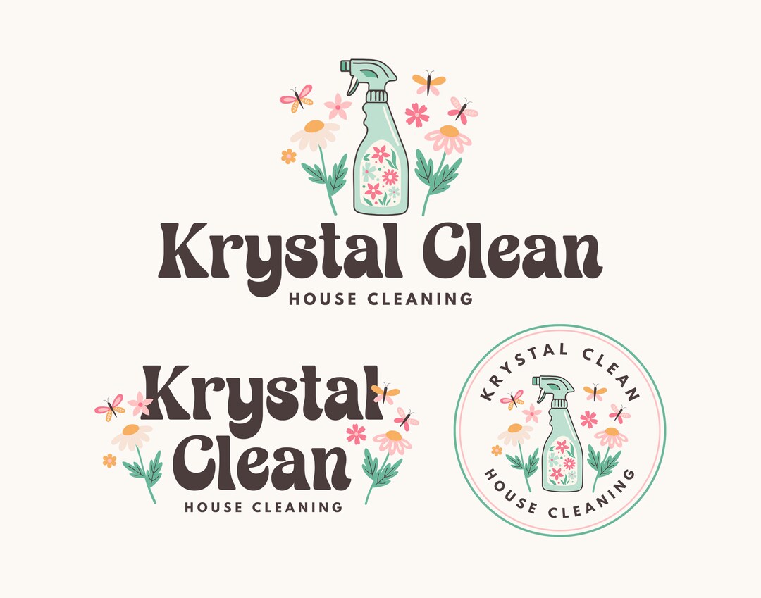 DIY Retro Cleaning Logo Design Instant Download, Editable Canva Logo ...