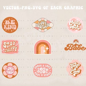 Retro Shape Designs, Hippie Clipart, Groovy Canva Elements, 70s ...