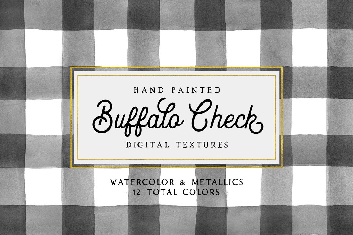 Hand Painted Buffalo Check Patterns, Watercolor Buffalo Check Digital ...