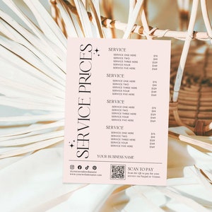 Modern Price List Canva Template, Printable Pricing Sign, Instant ...