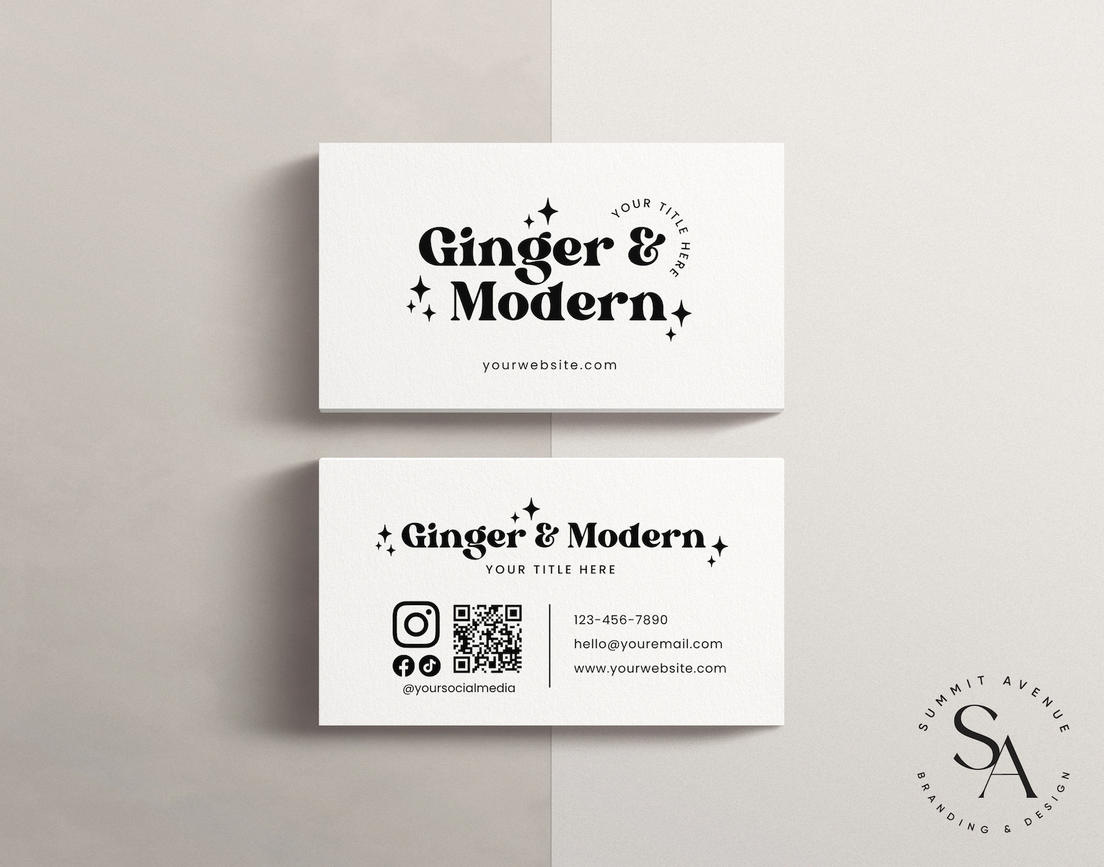 Editable Modern Business Card Template QR Code, Instant Download ...
